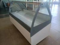 China Duck neck deli freezer freezer display cabinet single and double temperature front and rear door arc glass for sale