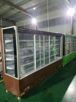 China Supermarket fruit shop vegetable shop preservation display commercial with door curtain cabinet for sale