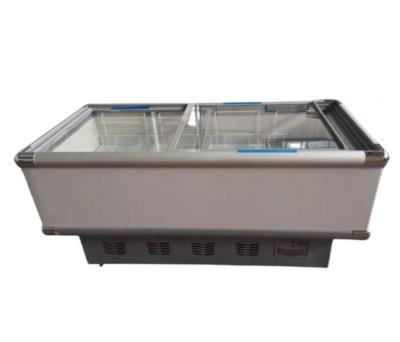 China 2 Meters Double Door Refrigerator Commercial Large Capacity Horizontal Supermarket Refrigerator for sale