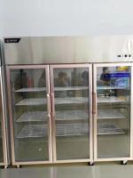 China Three door glass door stainless steel refrigerated fresh-keeping frozen food meat ice cream display vertical freezer for sale