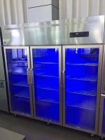 China Three door glass door stainless steel refrigerated fresh-keeping frozen food meat ice cream display vertical freezer for sale