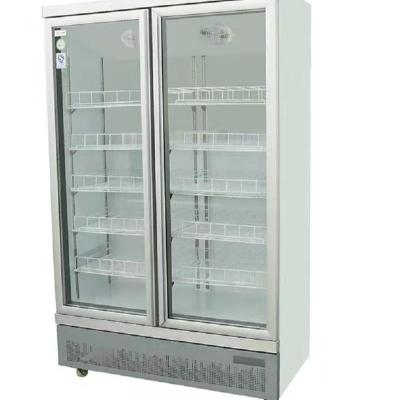 China Double door glass door stainless steel air-cooled large capacity beverage cabinet for sale