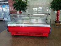 China Meat display cabinet stainless steel glass front door flap type Fresh meat cabinet filp door with   looker for sale