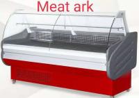 China Meat display cabinet stainless steel glass front door flap type Fresh meat cabinet filp door with   looker for sale