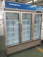 China Stainless Steel Beverage Glass Door Display Freezer Refrigerated Cold Beer Drink for sale