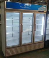 China Stainless Steel Beverage Glass Door Display Freezer Refrigerated Cold Beer Drink for sale