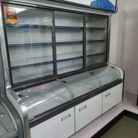 China Stainless Steel Glass Push Pull Vertical Display Cabinet 3 Temperature Controlled for sale