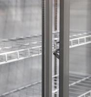 China Stainless Steel Glass Push Pull Vertical Display Cabinet 3 Temperature Controlled for sale