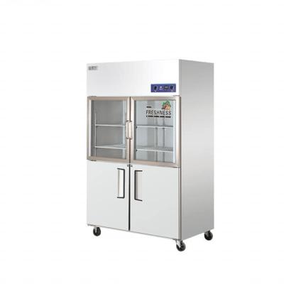 China Upper Double Glass Door Stainless Steel Freezer 4 Door Commercial for sale