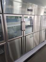 China Upper Double Glass Door Stainless Steel Freezer 4 Door Commercial for sale