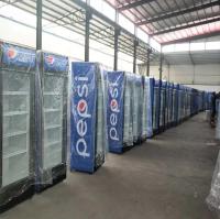 China Coca-Cola Pepsi glass display cabinet door gold series vertical refrigerated preservation beverage cabinet for sale