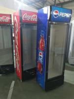 China Coca-Cola Pepsi glass display cabinet door gold series vertical refrigerated preservation beverage cabinet for sale