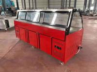 China Stainless Steel Fresh Meat Display Cabinet Glass Front Door Flap Type for sale