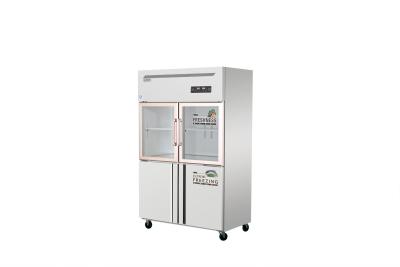 China Double Glass Door Stainless Steel Freezer 4 Door Commercial for sale