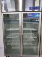 China Fresh Food Meat Ice Cream Double Glass Door Refrigerated Freezer for sale