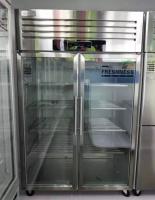 China Fresh Food Meat Ice Cream Double Glass Door Refrigerated Freezer for sale