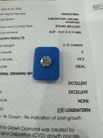 China 2.19 Carat E VS2 3EX CVD Lab Grown Diamond Round Shape for sale