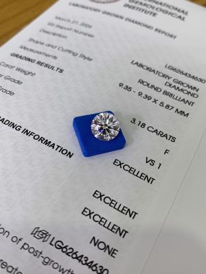 China 3.18CT F VS1 3EX CVD Synthetic Diamond Pear Cut IGI Certificate LG626434630 for sale