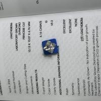 China 6.16 Carat G VS2 2EX CVD Princess Cut Lab Created Diamond  IGI Certificated for sale