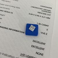 China 1.36CT E VVS2 2EX CVD Princess Cut Lab Grown Diamond IGI Certificated for sale
