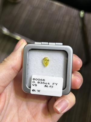 China 0.83ct Lab Made Yellow Diamonds Pear Cut CVD Fancy Yellow Loose VS Diamond for sale
