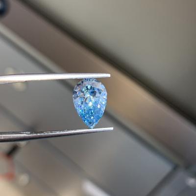 China Fancy VIVID Blue VS2 2EX N IGI Pear Shaped Lab Diamond 2.11ct for sale