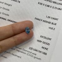 China 1.29ct VVS2 Pear Shaped Lab Created Diamond Fancy VIVID Blue for sale