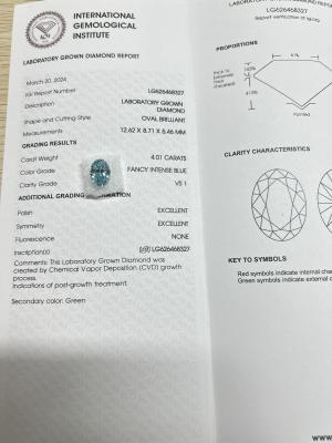 China Blue 4.01ct VS1 CVD Lab Created Diamonds Artificial Diamonds For Jewelry Making for sale