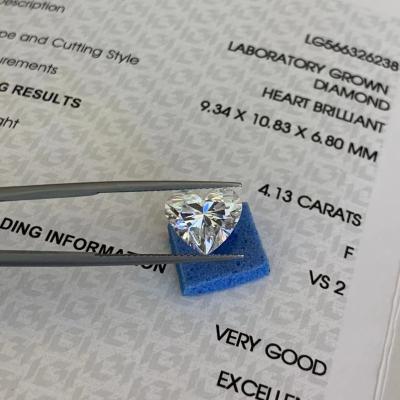 China 4.13ct VS2 Clarity F Color Lab Grown Heart Diamond IGI Certificated for sale