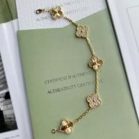 China 18k Solid Gold Bracelet Natural Diamond Replica Jewelry VAN Four Leaf Clover for sale