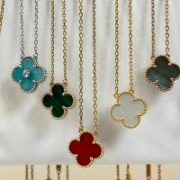 China Malachite Jewelry 18k Solid Gold Necklace Replica Jewelry VAN Four Leaf Clover Necklace for sale