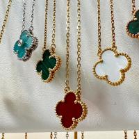 China Malachite Jewelry 18k Solid Gold Necklace Replica Jewelry VAN Four Leaf Clover Necklace for sale