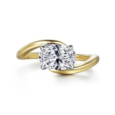 China 18K 14K 10K Solid Gold Customized Jewelry 2 Carat Def Vvs Clarity Cvd Oval Cut Lab Grown Diamond 3 Stone Rings factory for sale