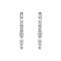 China 10K 14K 18K Solid Gold Man Made Lab Grown Diamond Hoop Earrings Baguette Cut for sale