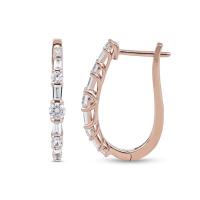 China 10K 14K 18K Solid Gold Man Made Lab Grown Diamond Hoop Earrings Baguette Cut for sale