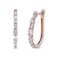 China 10K 14K 18K Solid Gold Man Made Lab Grown Diamond Hoop Earrings Baguette Cut for sale