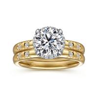 China 18K 14K 10K Solid Gold Customized Lab Created Diamond Halo Engagement Rings for sale