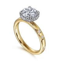 China 18K 14K 10K Solid Gold Customized Lab Created Diamond Halo Engagement Rings for sale