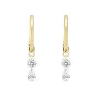 China 0.38 Carats Lab Created Diamond Hoop Earrings VVS Clarity HPHT Pear Cut in DEFGH for sale