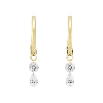 China 0.38 Carats Lab Created Diamond Hoop Earrings VVS Clarity HPHT Pear Cut in DEFGH for sale