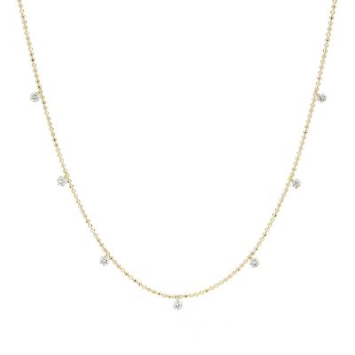 China 18K 14K 10K Solid Gold Round Cut Bezel Necklace with Lab Grown Diamond CVD Clarity for sale