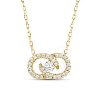China Lab Grown Diamond Necklace Jewelry Type 18K 14K 10K Solid Gold Clarity CVD Round Cut Bezel for sale