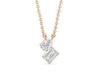 China Round Emerald Cut Bezel Lab Grown Diamond Necklace in 18K 14K 10K Solid Gold Clarity CVD for sale