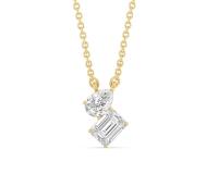 China Round Emerald Cut Bezel Lab Grown Diamond Necklace in 18K 14K 10K Solid Gold Clarity CVD for sale