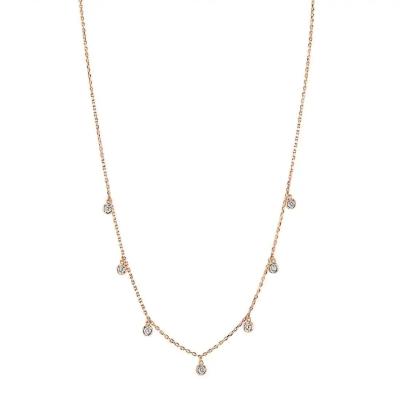 China CVD Round Cut Bezel Lab Grown Diamond Necklace 18K 14K 10K Solid Gold Clarity for sale