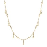 China 18K Solid Gold Round Cut Bezel Lab Grown Diamond Necklace with DEFGH Gemstone for sale
