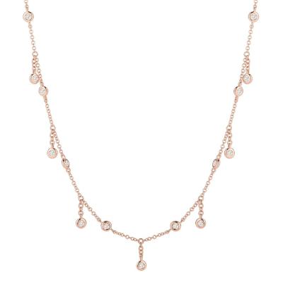 China 18K Solid Gold Round Cut Bezel Lab Grown Diamond Necklace with DEFGH Gemstone for sale