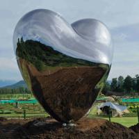 China Mirror Polished Stainless Steel Love Me Sculpture 10m Outdoor Heart Art for sale