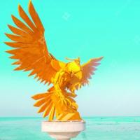 China Golden Large Brass Falcon Sculpture Hand Forging Brass Eagle Statue for sale