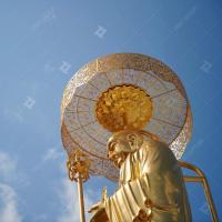 China Gold Leaf Bronze Ksitigarbha Bodhisattva Statue 4.5m Outdoor Buddha Sculpture for sale